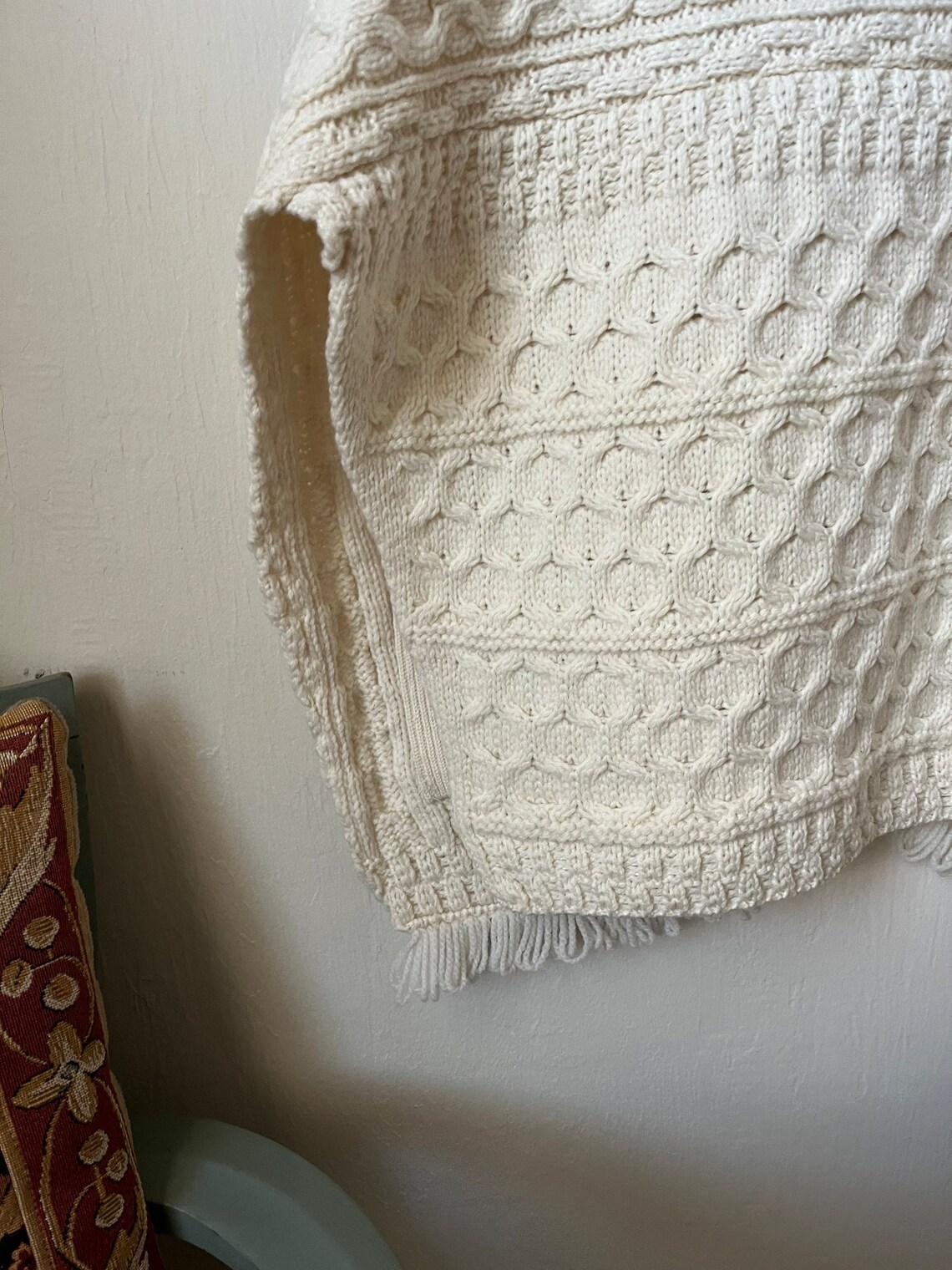 Sz OS: 90s Irish Cable Knit Woolen Cream Colored Dark Academia - Etsy