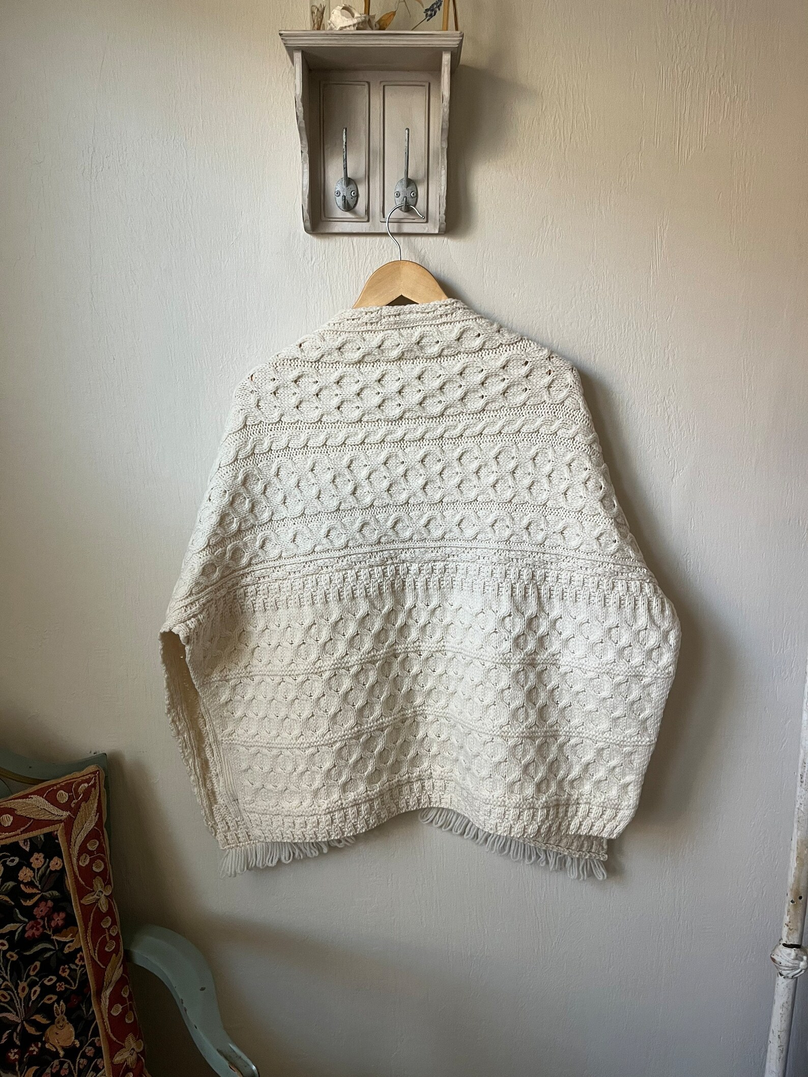 Sz OS: 90s Irish Cable Knit Woolen Cream Colored Dark Academia - Etsy