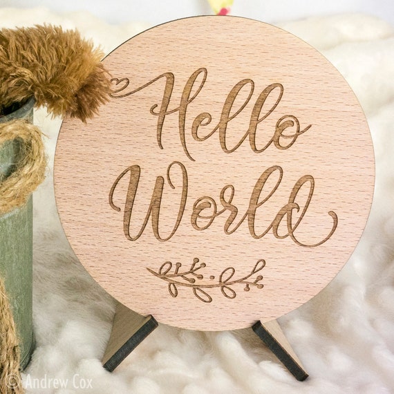 Embellishments Craft Supplies & Tools Baby Milestone Disc Hello World ...