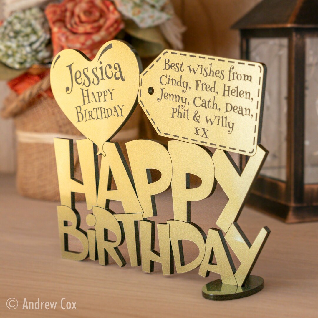 Personalised Happy Birthday Sign for Any Age Freestanding Wooden or ...