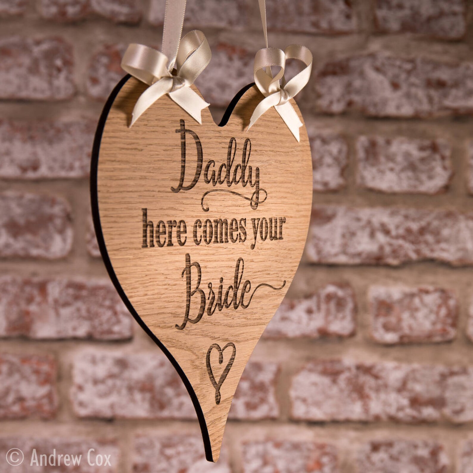 Daddy Here Comes Your Bride Wedding Signs Oak Vintage Heart - Etsy UK