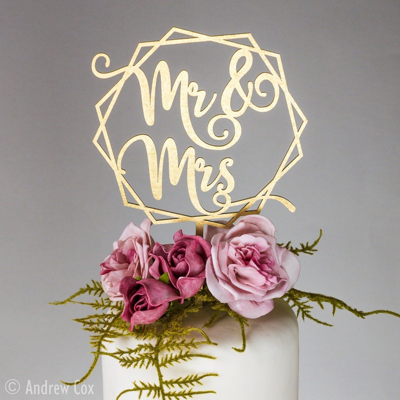 Mr and Mrs Geometric Wedding Cake Topper Personalised With - Etsy UK Mr and Mrs Geometric Wedding Cake Topper Personalised With - Etsy UK