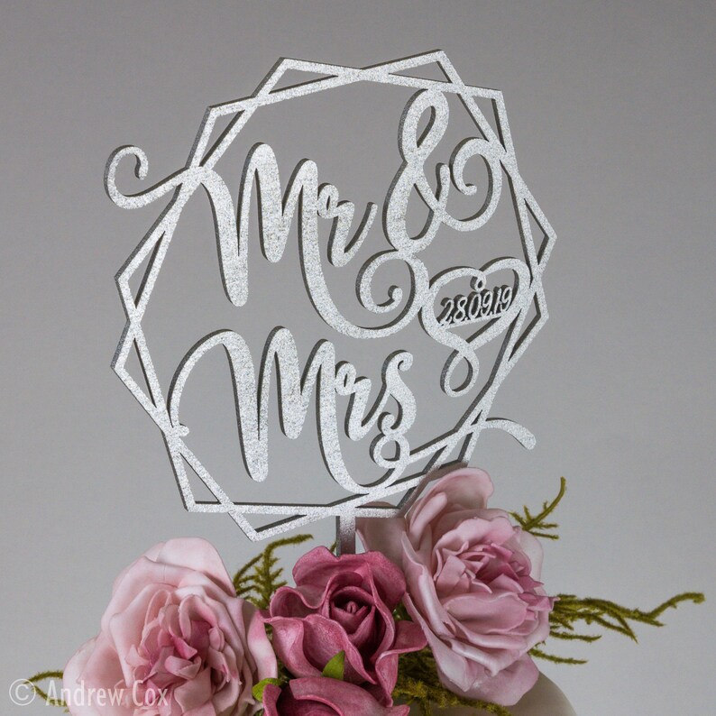 Mr and Mrs Geometric Wedding Cake Topper Personalised With - Etsy UK Mr and Mrs Geometric Wedding Cake Topper Personalised With - Etsy UK