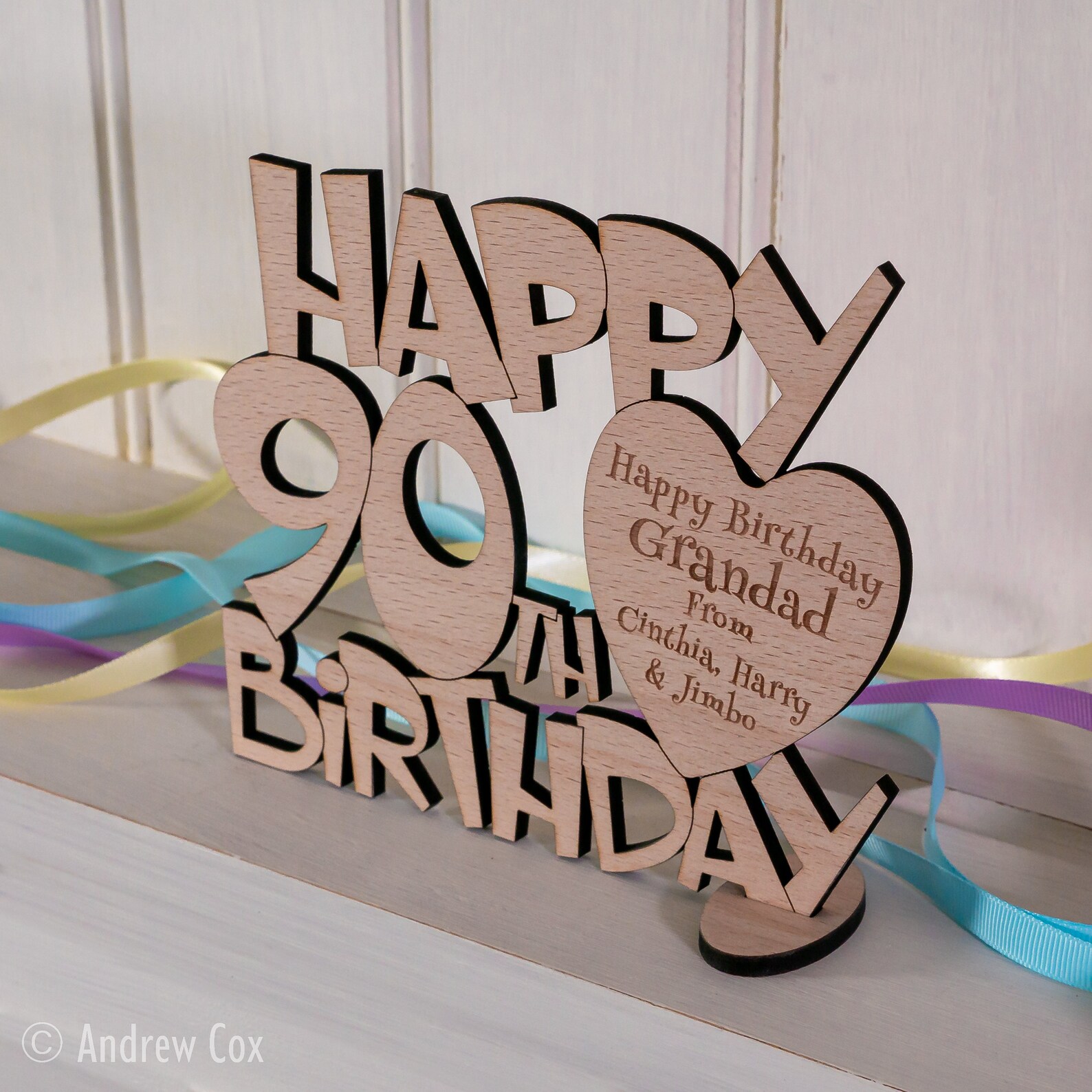 Personalised Happy 70th/80th/90th Birthday Sign Freestanding Wooden ...
