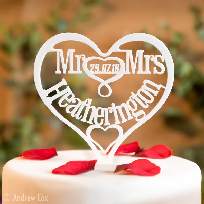 Personalised Mr And Mrs Wedding Cake Topper For Longer Etsy Uk
