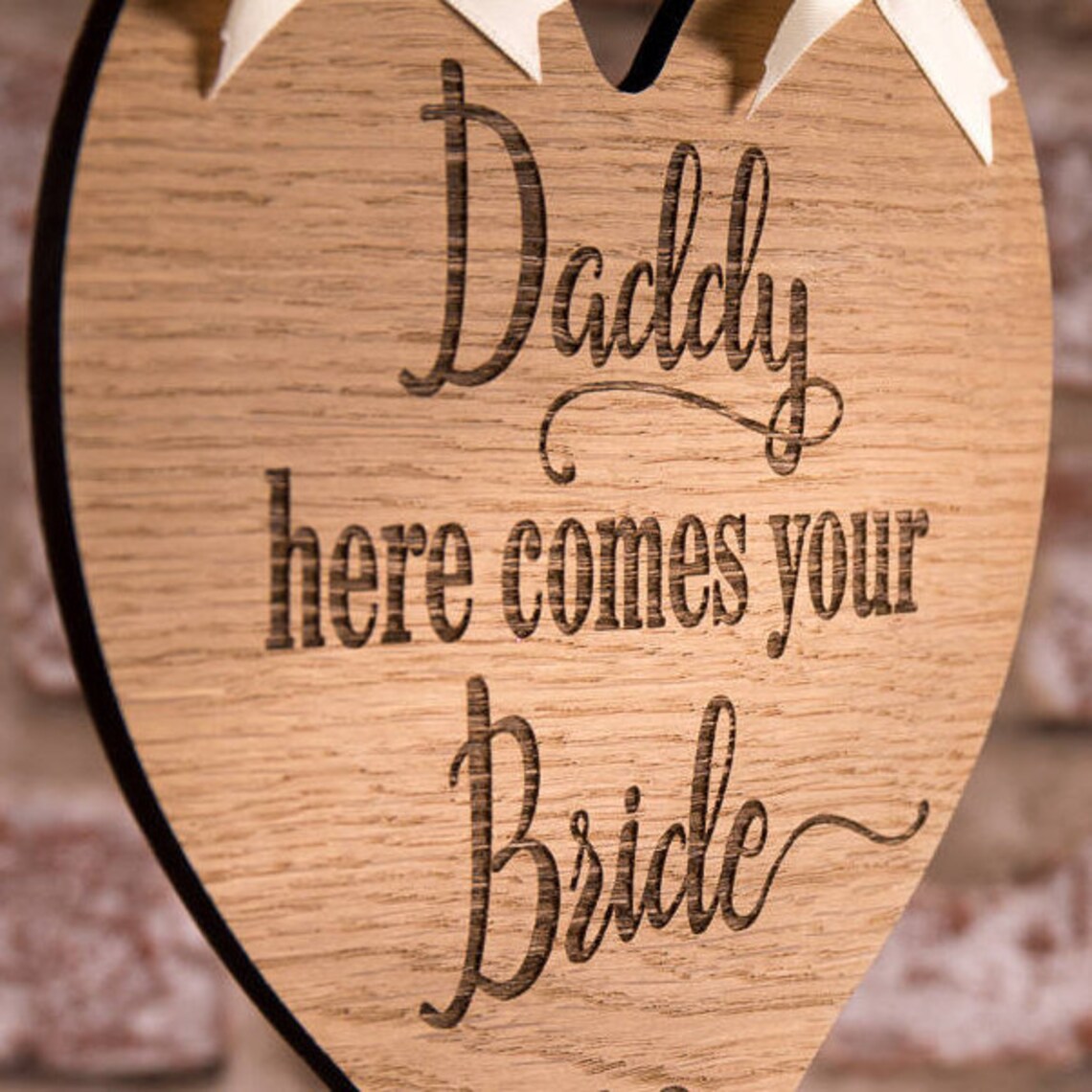 Daddy Here Comes Your Bride Wedding Signs Oak Vintage Heart - Etsy UK