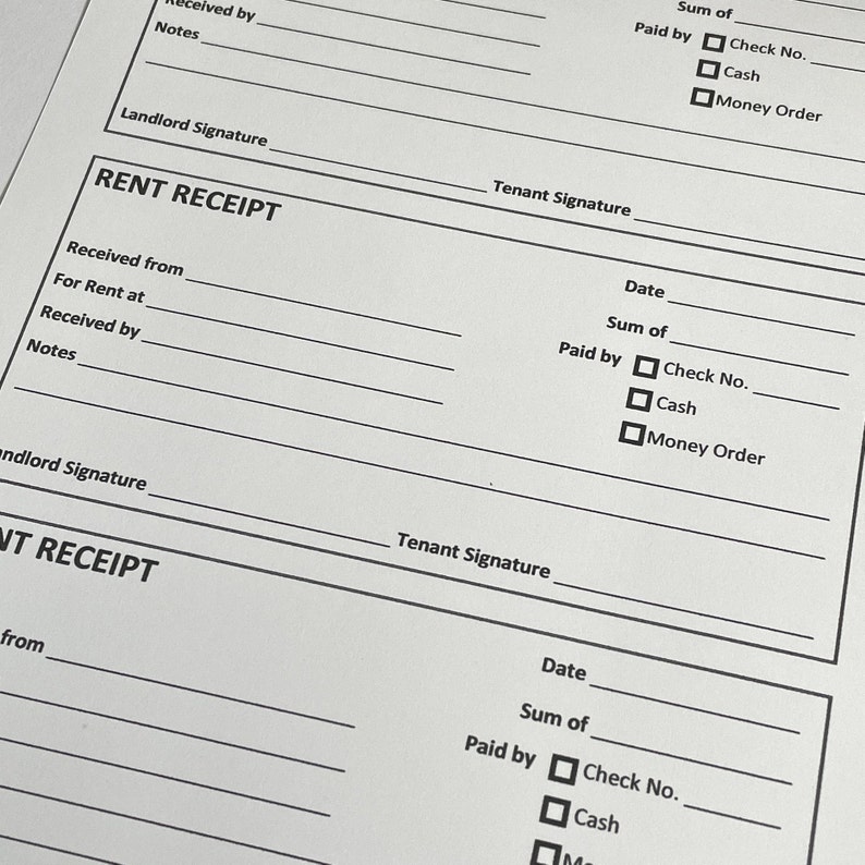 Rent Receipt Downloadable Printable Form, Landlord Forms, Instant ...