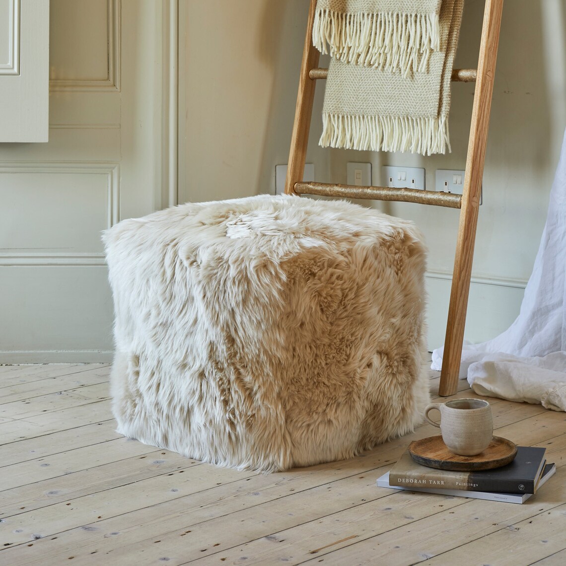 Sheepskin Pouffe - Cream - Made in England - Etsy