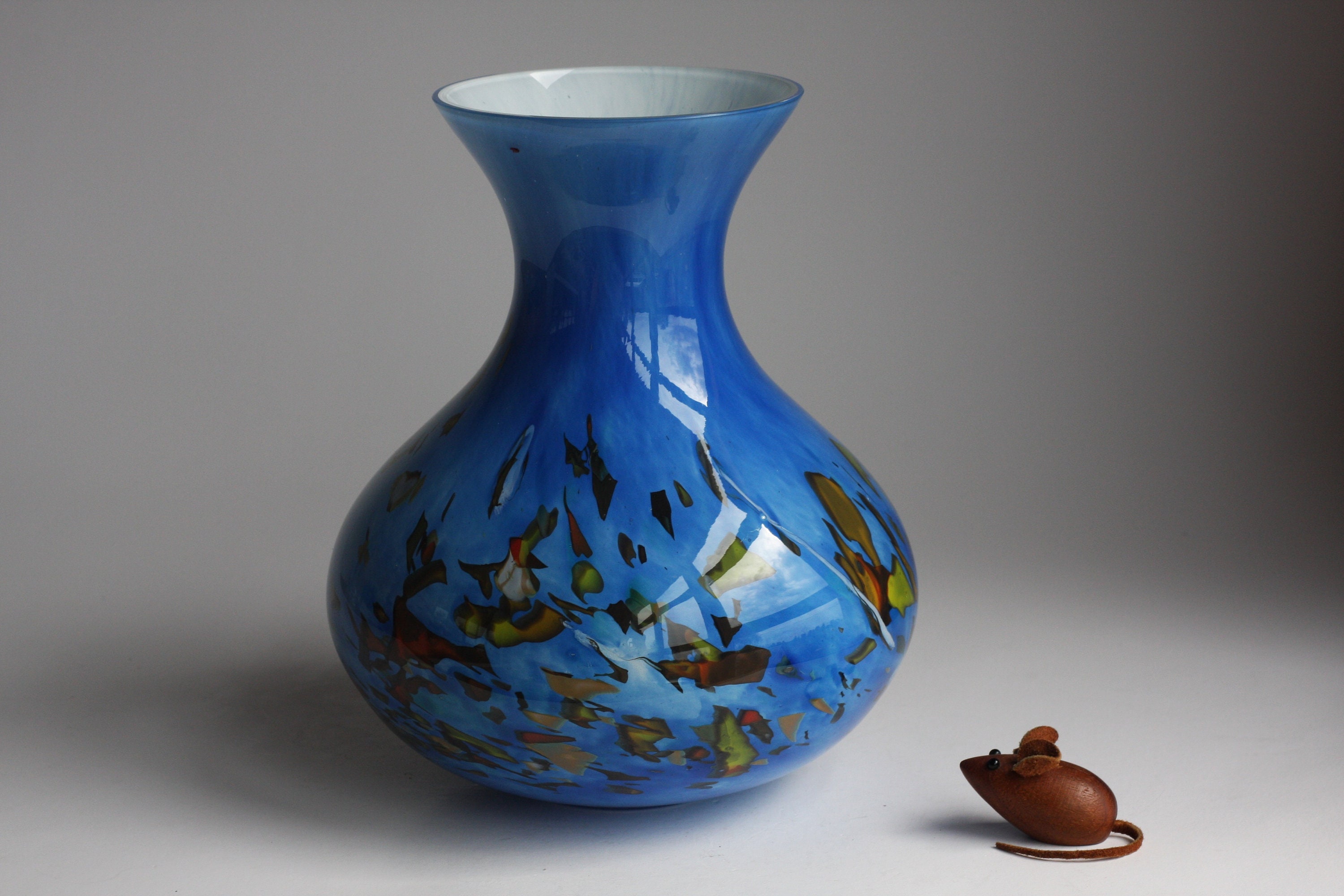 Mid Century Vintage LA ROCHERE France Art Glass Turquoise Blue Vase - Etsy