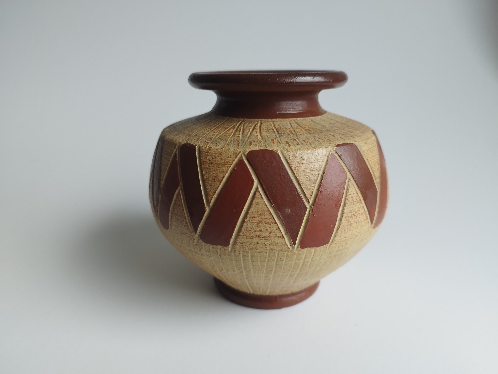 EIWA SAWA KLINKER Keramik Vase Handmade Sgraffito Decor - Etsy