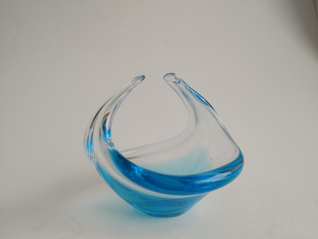 Mid Century 1960s Scandinavian Glass Small Basket Bowl - Etsy