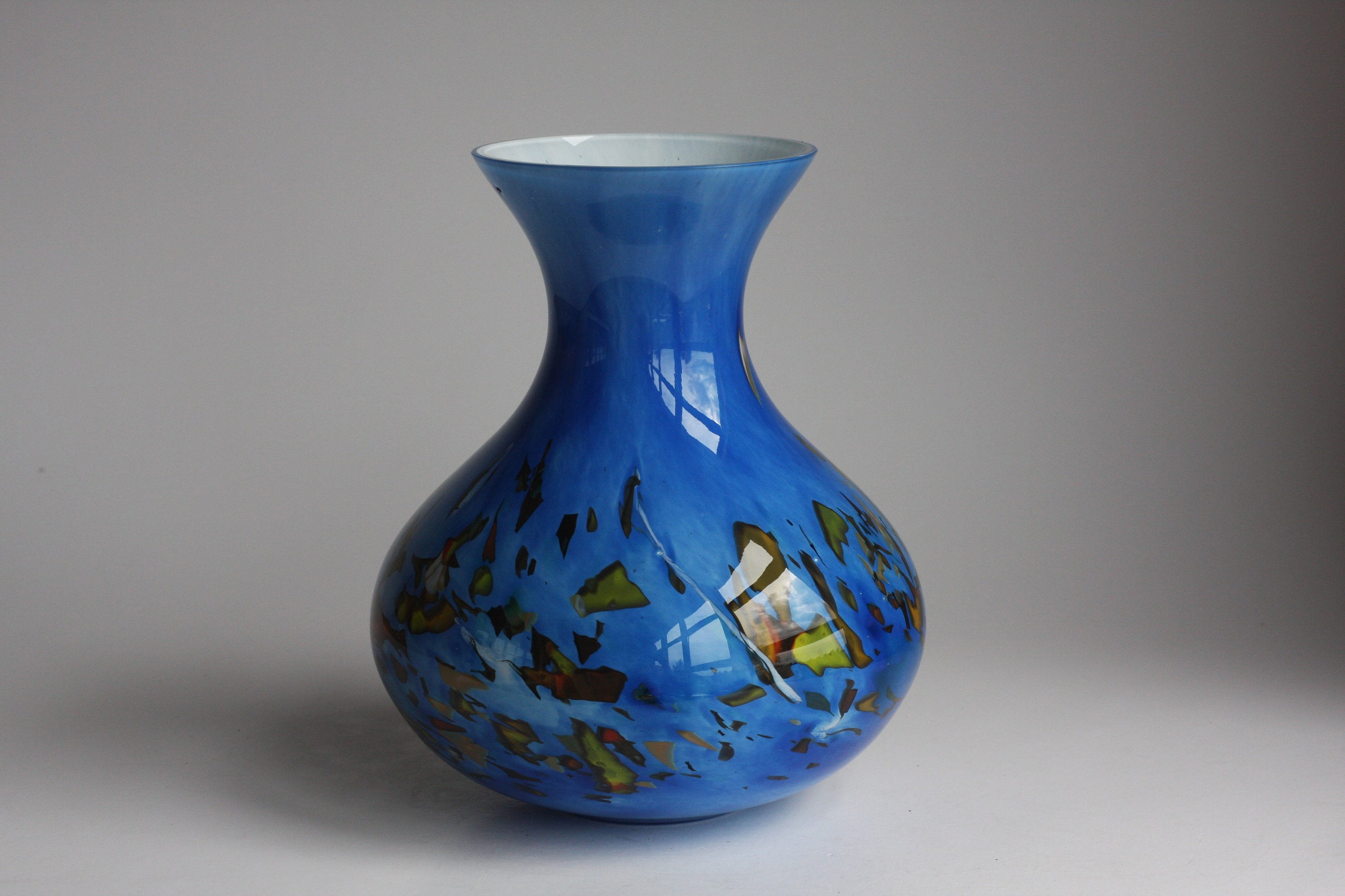 Mid Century Vintage LA ROCHERE France Art Glass Turquoise Blue Vase - Etsy