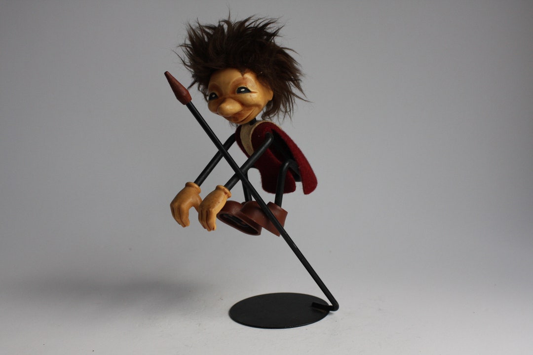 Vintage 1960s German Metal and Plastic Troll With Spear, Nodder ...