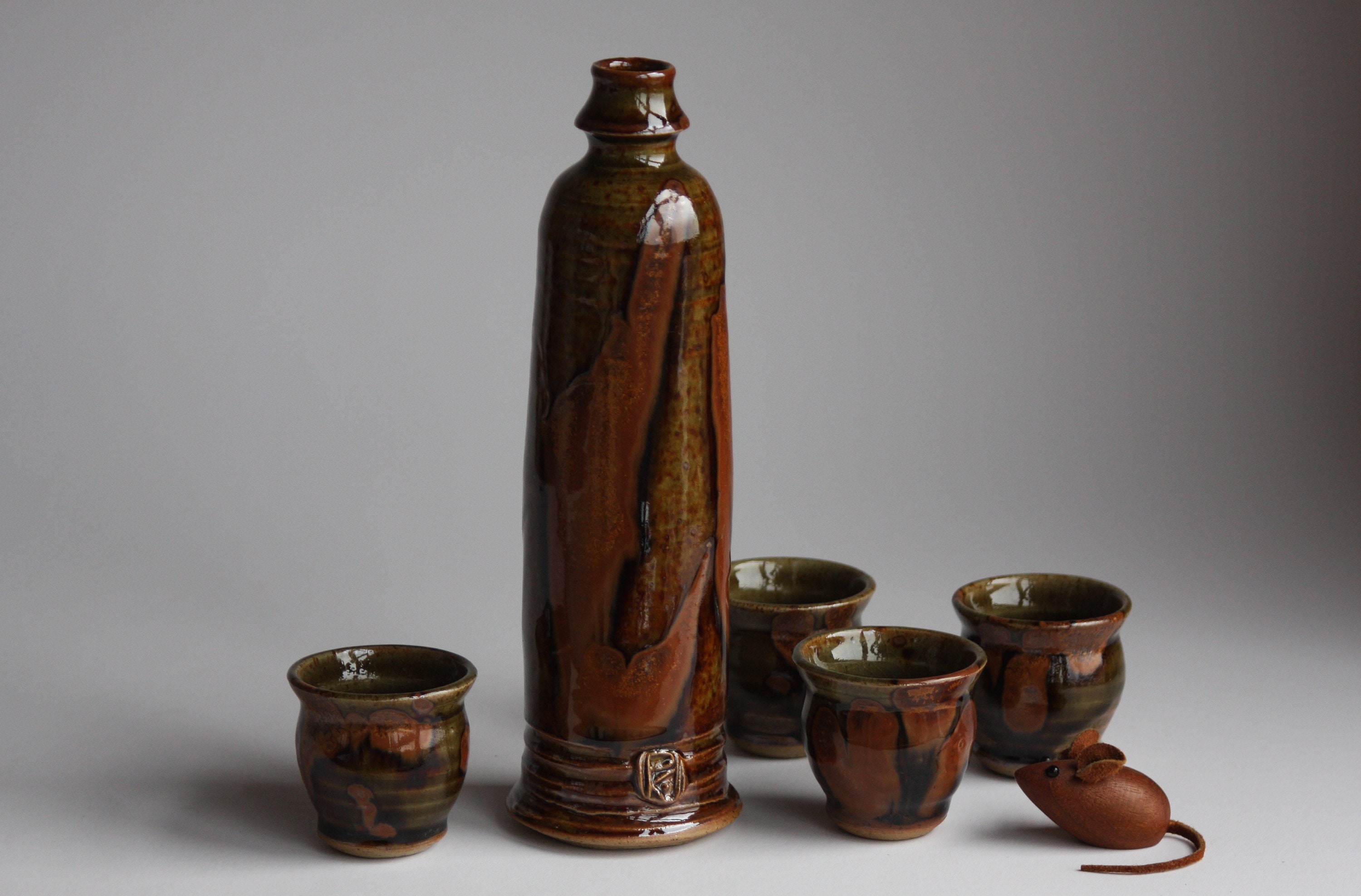 Vintage German Studio Pottery Stoneware Schnaps Bottle and - Etsy UK