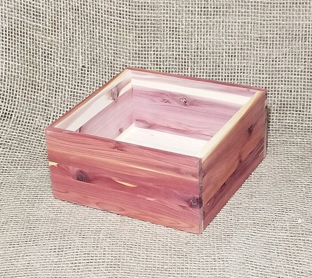 7 X 7 X 3 1/2 RED Cedar Box Jewelry Box Square Wooden Box Reclaimed ...