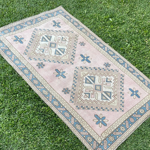 Blue Pink Turkish Rug - Etsy
