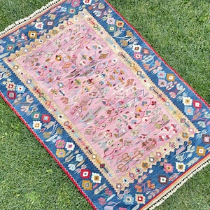 Vintage Pink Rug, Turkish Pink Rug, Pink Rug, Oushak Rug, Kilim Rug ...