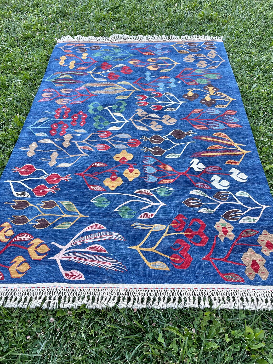 Blue Rug Turkish Rug Oushak Rug Blue Color Rug Boho Kilim - Etsy