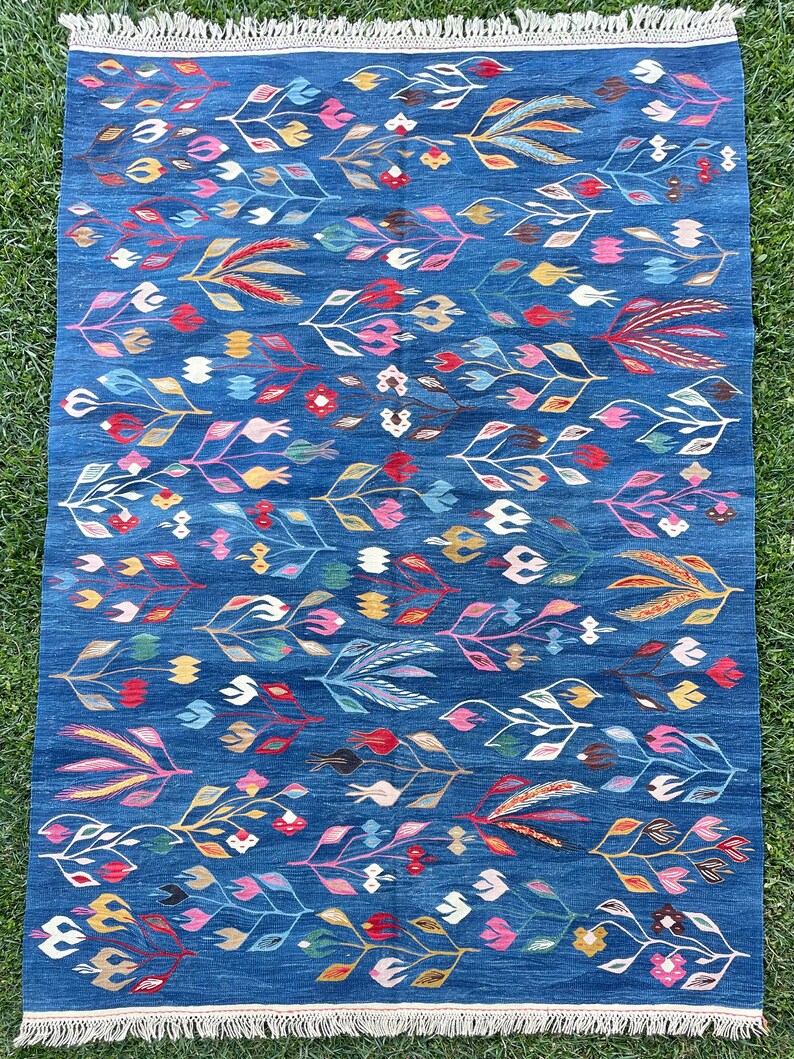 Blue Kilim Rug Vintage Rug Turkish Kilim Rug Handmade Rugs - Etsy