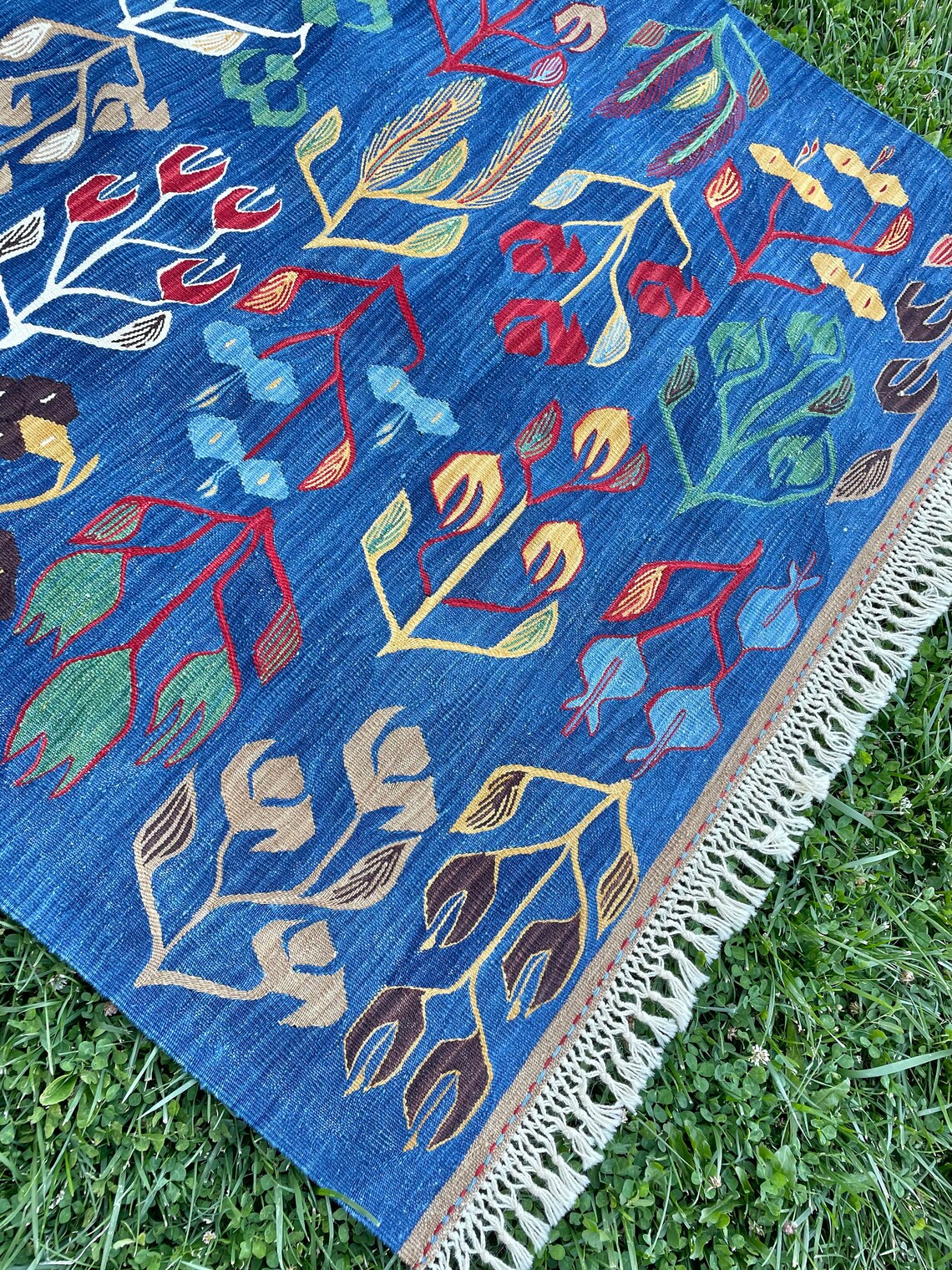 Blue Rug Turkish Rug Oushak Rug Blue Color Rug Boho Kilim - Etsy