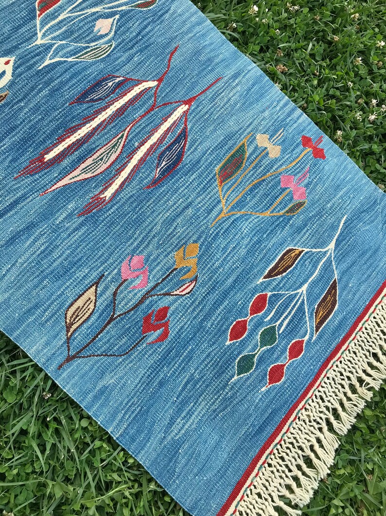 Mid Century Handwoven Turkish Kilim Runner Rug, Traditional Anatolian ...