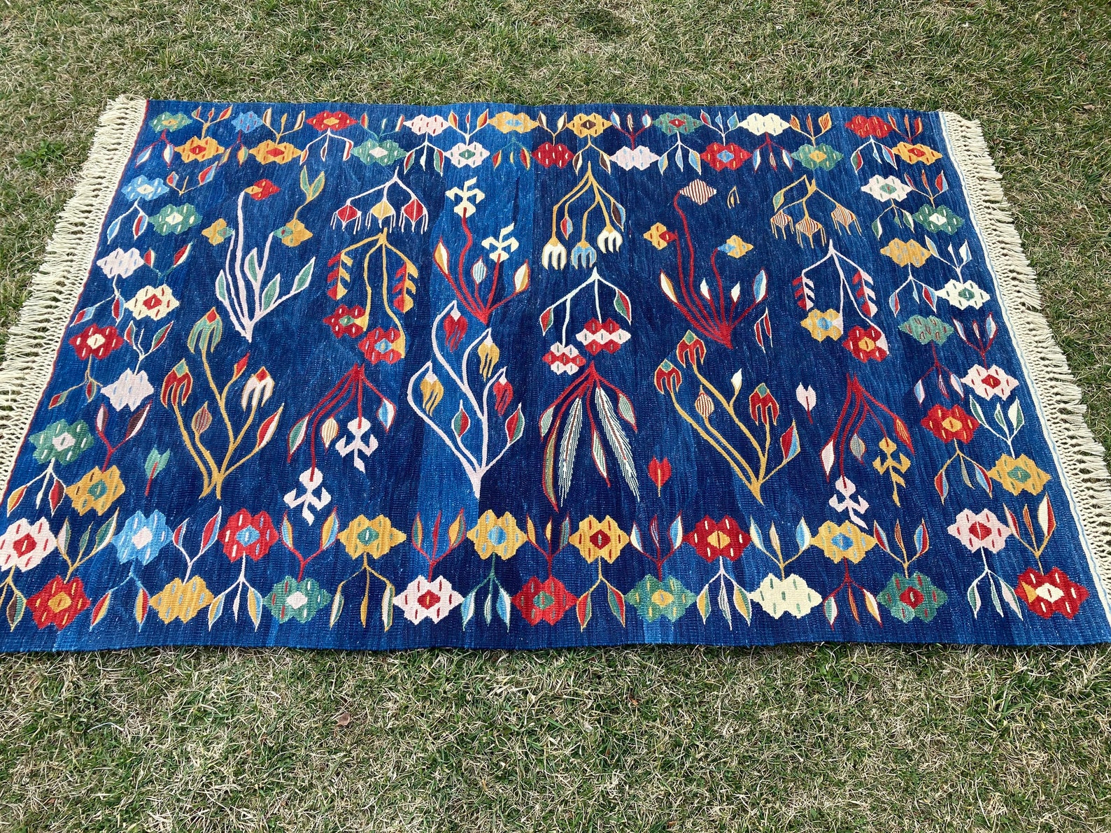 Rustic Decor Blue Rug Wedding Decor Rug Turkish Kilim Rug | Etsy