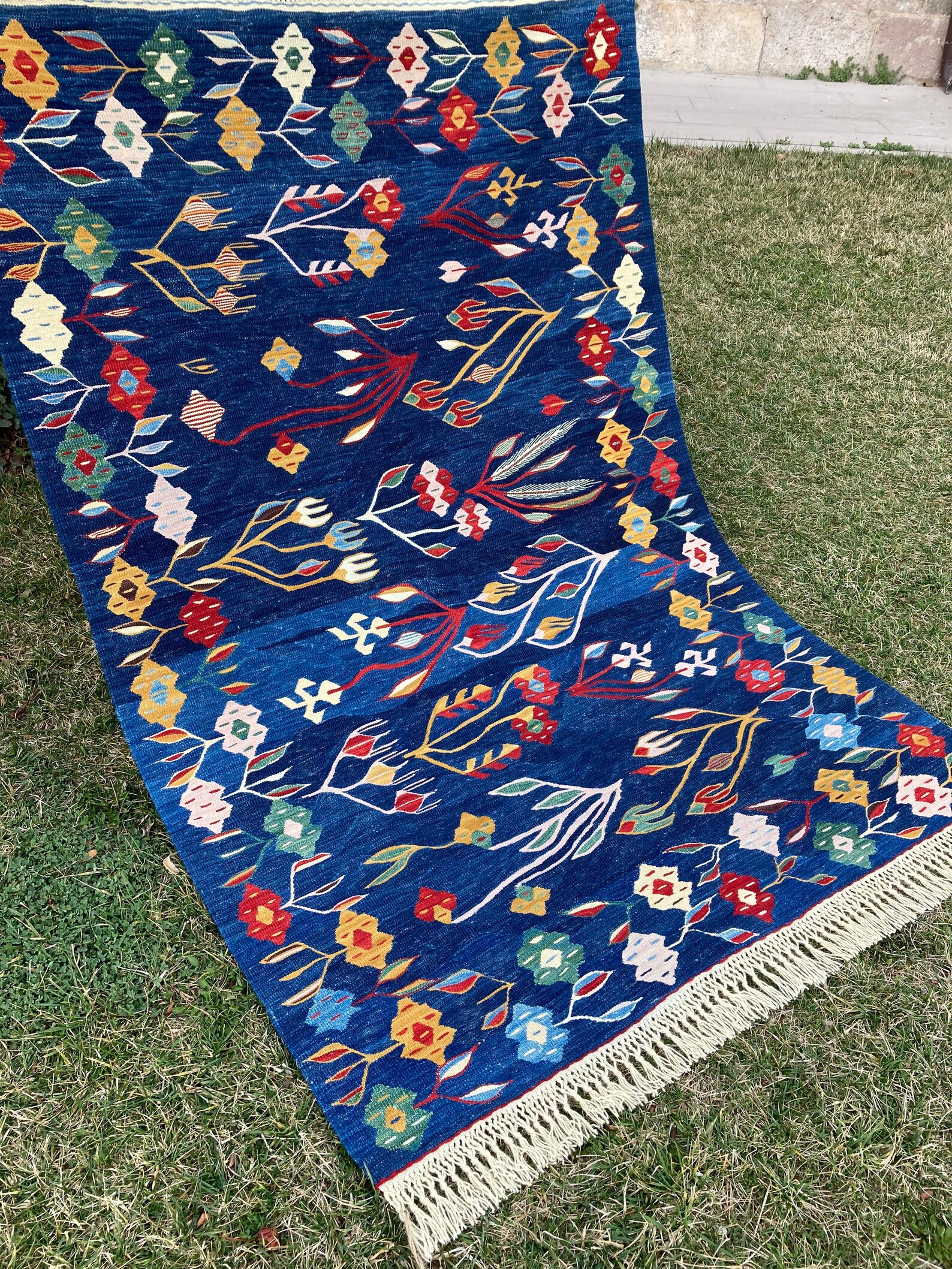 Rustic Decor Blue Rug Wedding Decor Rug Turkish Kilim Rug - Etsy