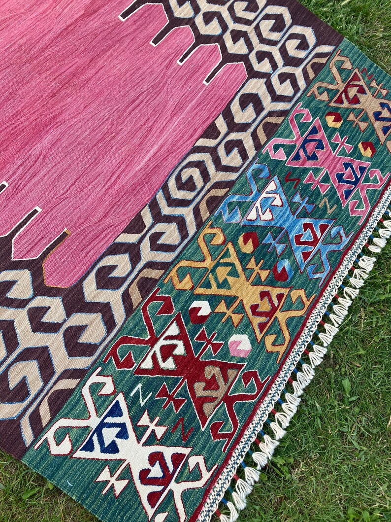 Turkish Kilim Rug Pink Kilim Rug Turkish Rug Oushak Rug | Etsy