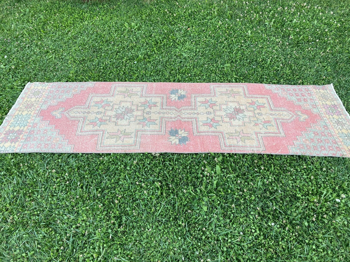 Nomadic Hand Knotted Vintage Runner, Oushak Rug Runner, Tribal ...