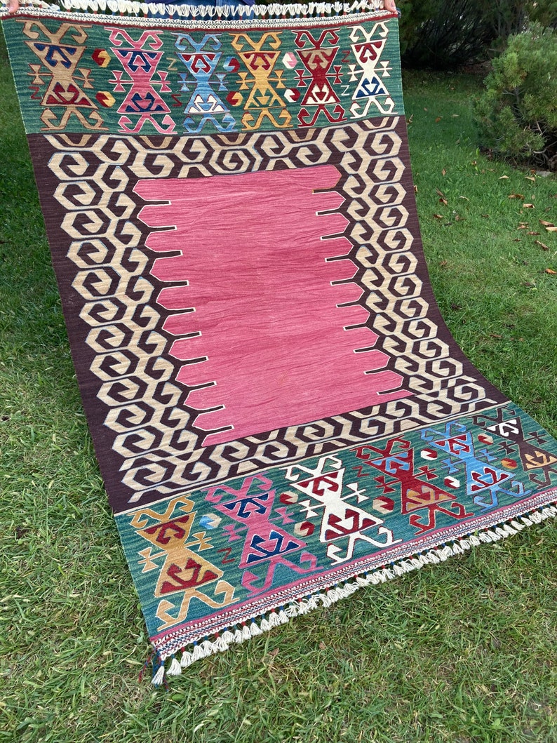 Turkish Kilim Rug Pink Kilim Rug Turkish Rug Oushak Rug | Etsy