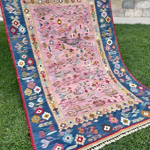 Vintage Pink Rug, Turkish Pink Rug, Pink Rug, Oushak Rug, Kilim Rug ...