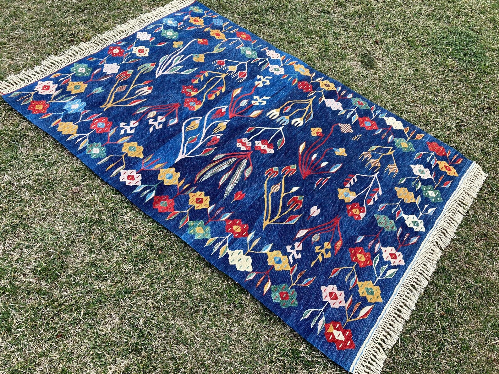 Rustic Decor Blue Rug, Wedding Decor Rug, Turkish Kilim Rug, Blue Wool ...