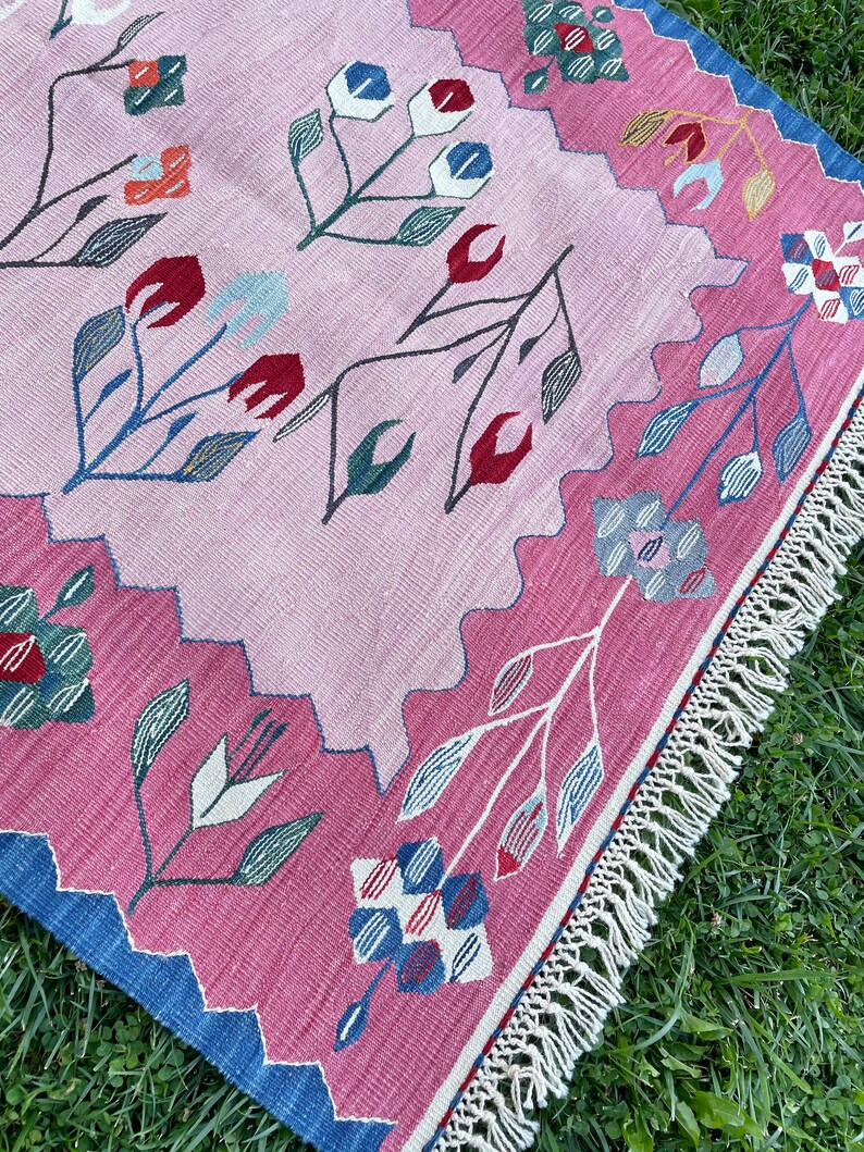 Handmade Pink Kilim Rug Wall Decor Rug Pink Rug Turkish - Etsy