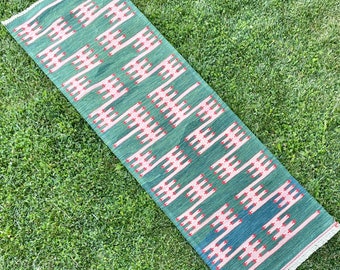 Pink and Green Rug - Etsy