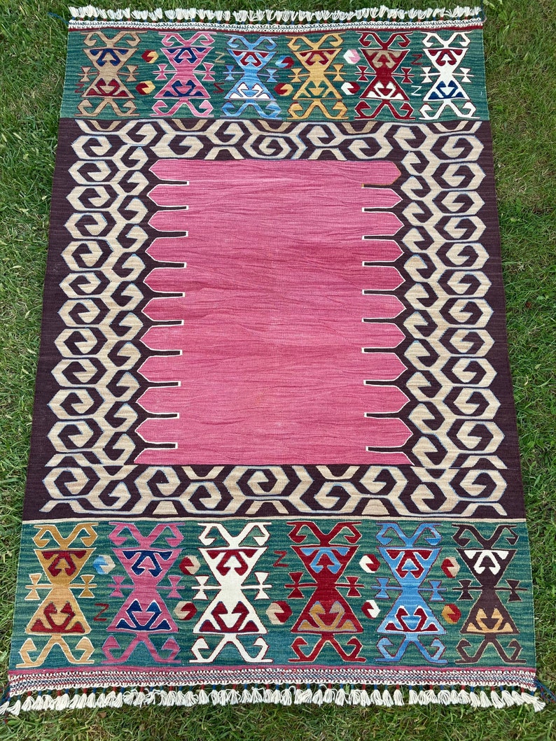 Turkish Kilim Rug Pink Kilim Rug Turkish Rug Oushak Rug | Etsy