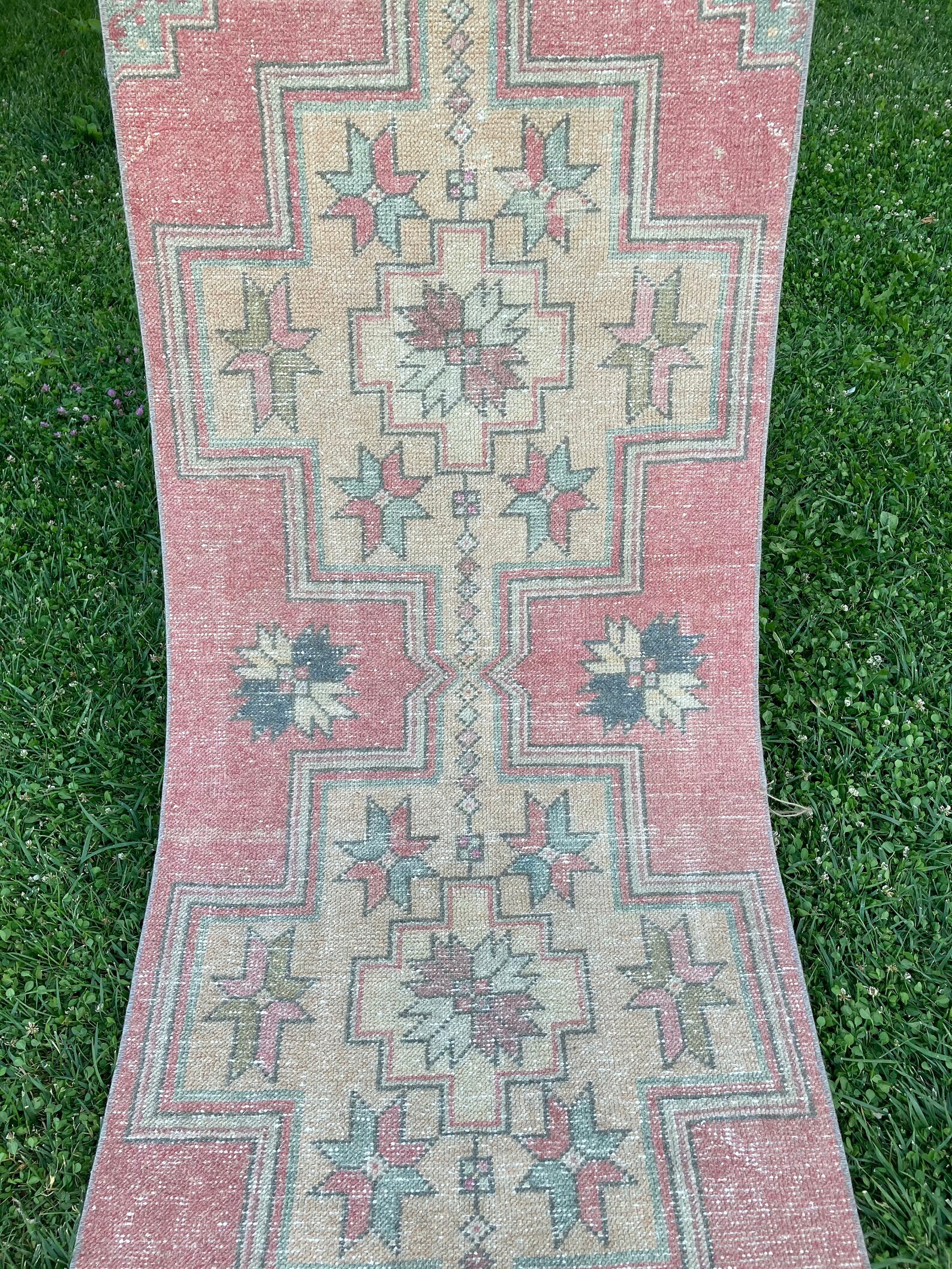 Nomadic Hand Knotted Vintage Runner, Oushak Rug Runner, Tribal ...