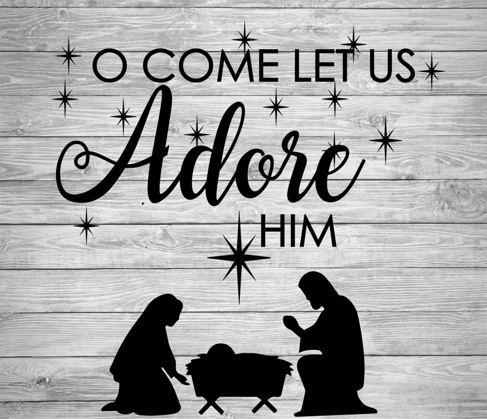 O Come let us adore him nativity scene Vinyl Decal/Sticker | Etsy