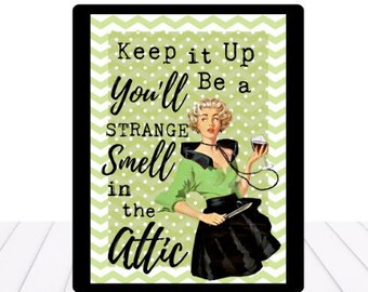 Wreath Sign Retro Woman Signs Retro Sign Funny Sayings | Etsy