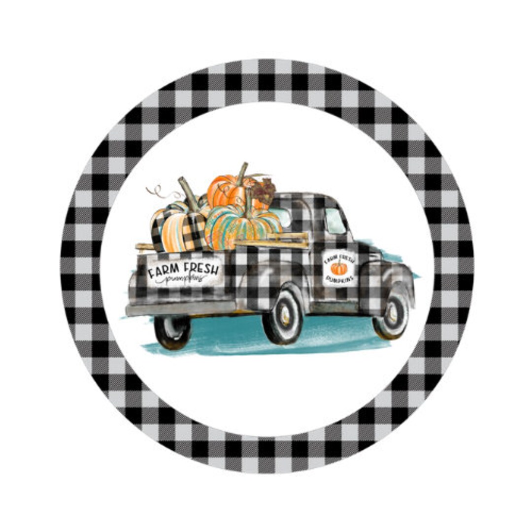 Wreath Attachment Black and White Truck, Fall Pumpkins, Farmhouse Sign ...