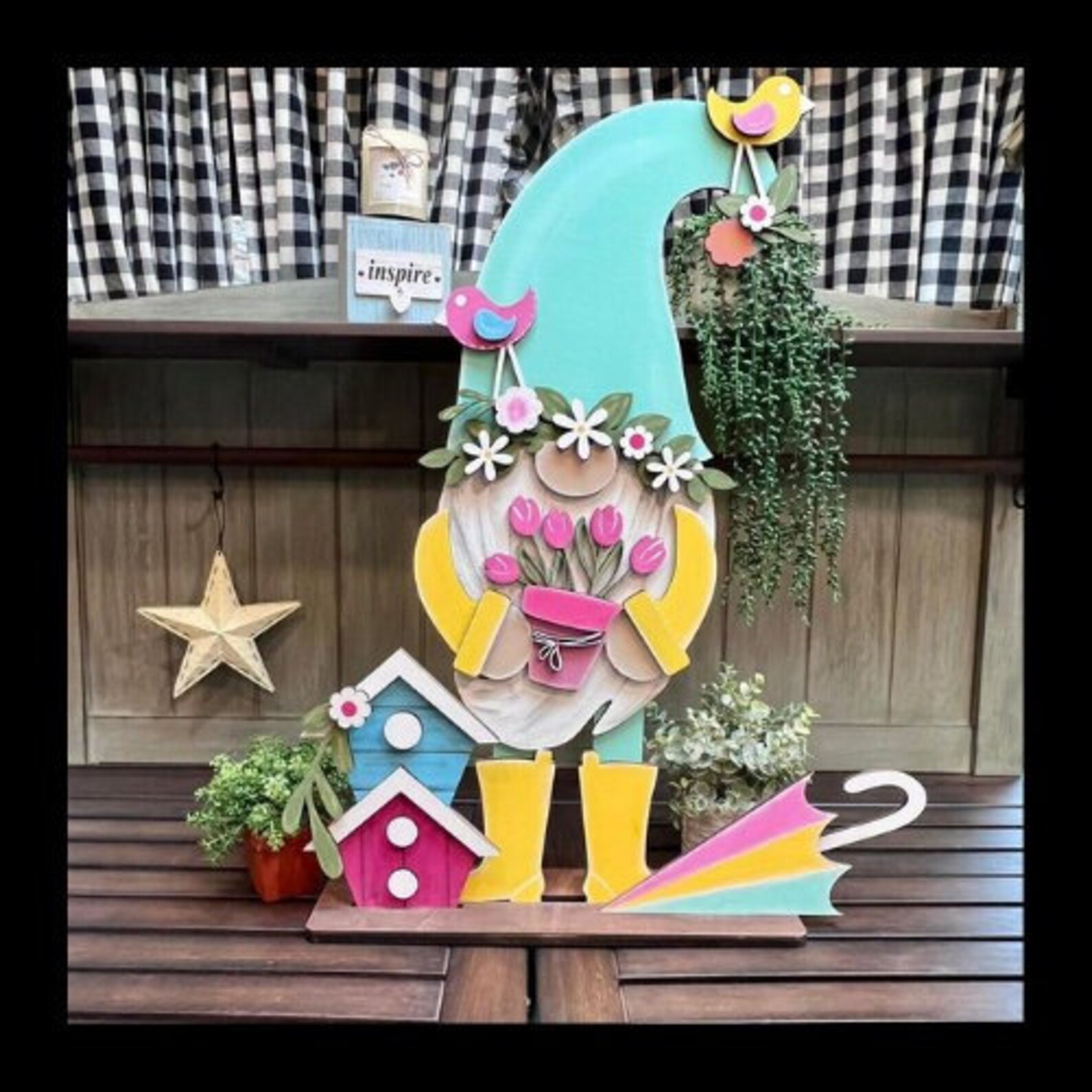 Wood Porch Sitter Spring Gnome Wood Cutout Wood Kits Spring | Etsy