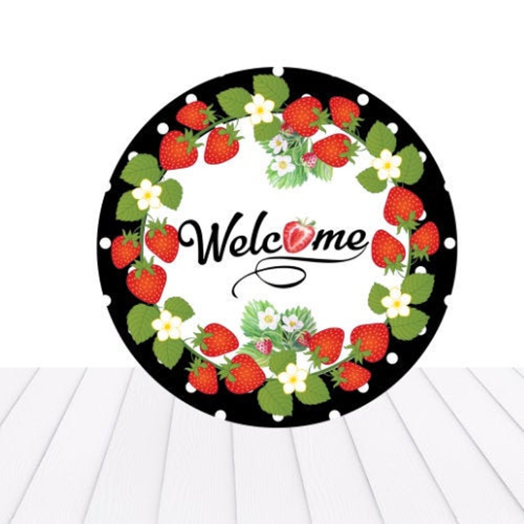 Strawberry Sign, Strawberry Wreath Sign, Wreath Attachment, Summertime ...