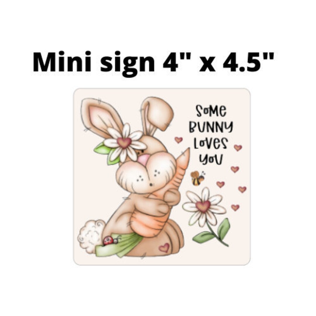 Mini Bunny Rabbit Sign for Easter Floral Arrangements or Wreath ...