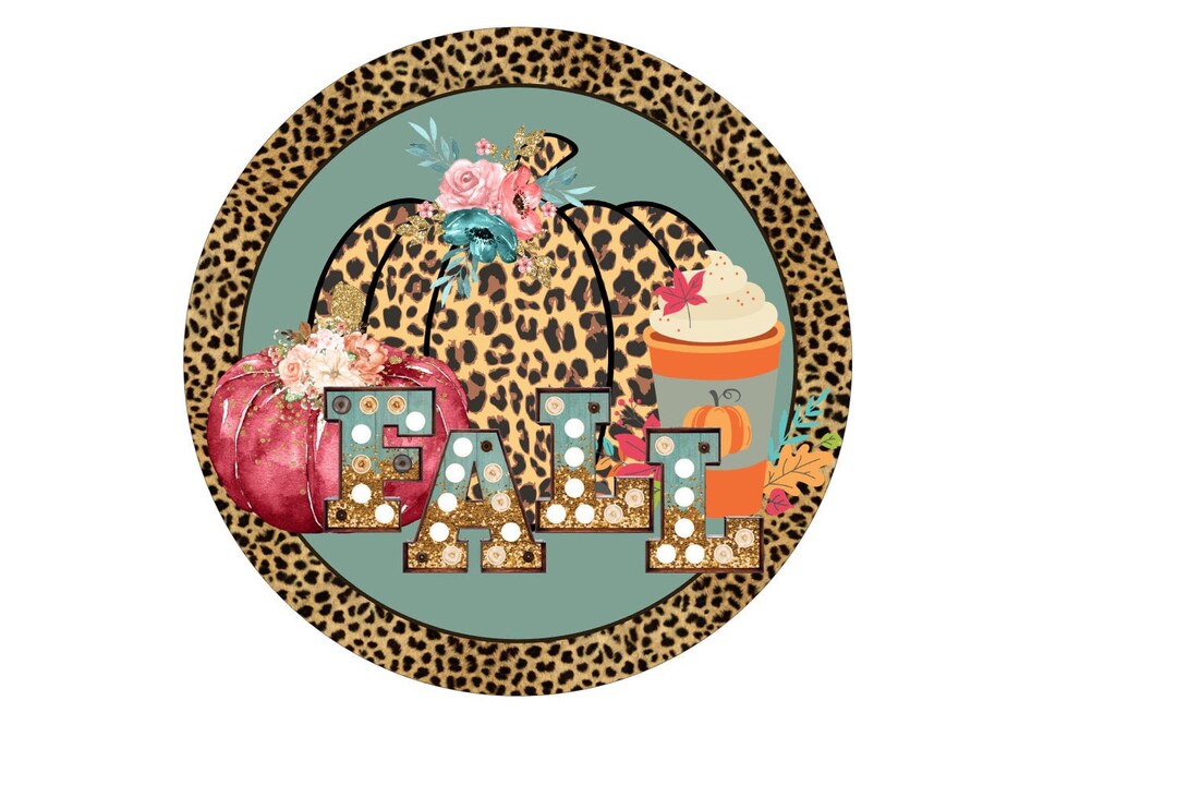 Leopard Fall Sign, Wreath Sign, Wreath Attachment, Wooden Rail ...