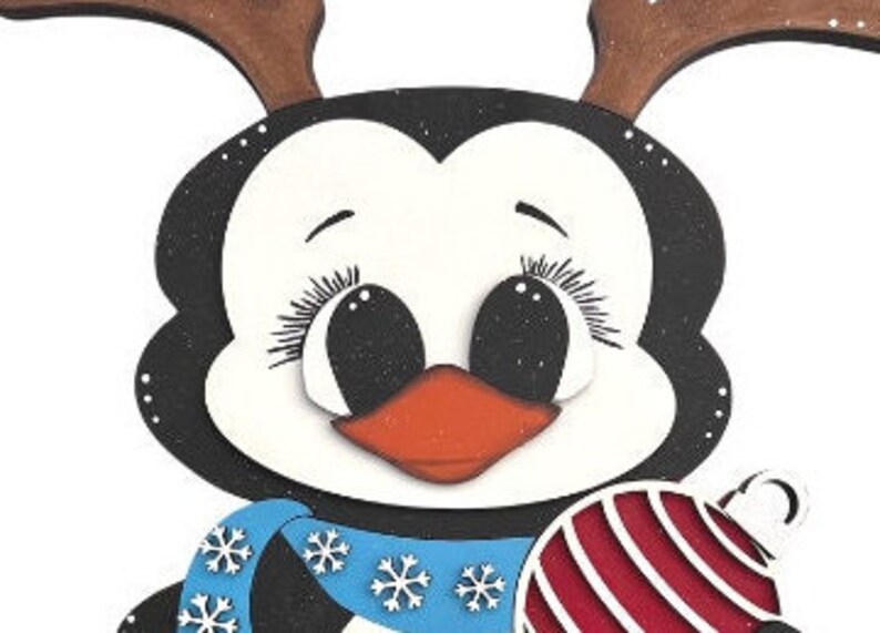 Wood Cut Out, Unfinished Cutout, Wood Door Hanger, Christmas Penguin ...