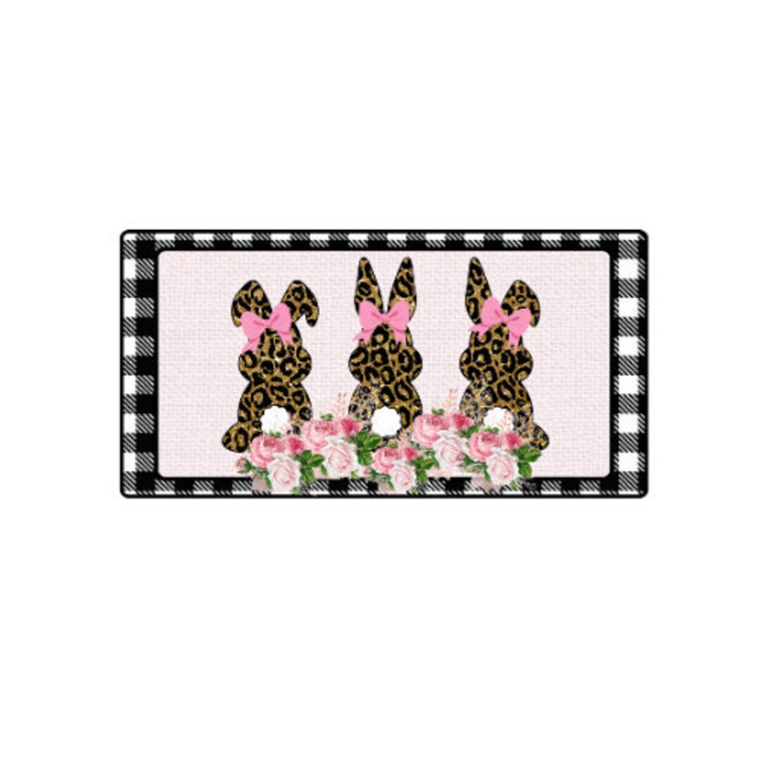 Wreath Sign, Leopard Print Easter Bunnies, Easter Wreath Sign, Easter ...