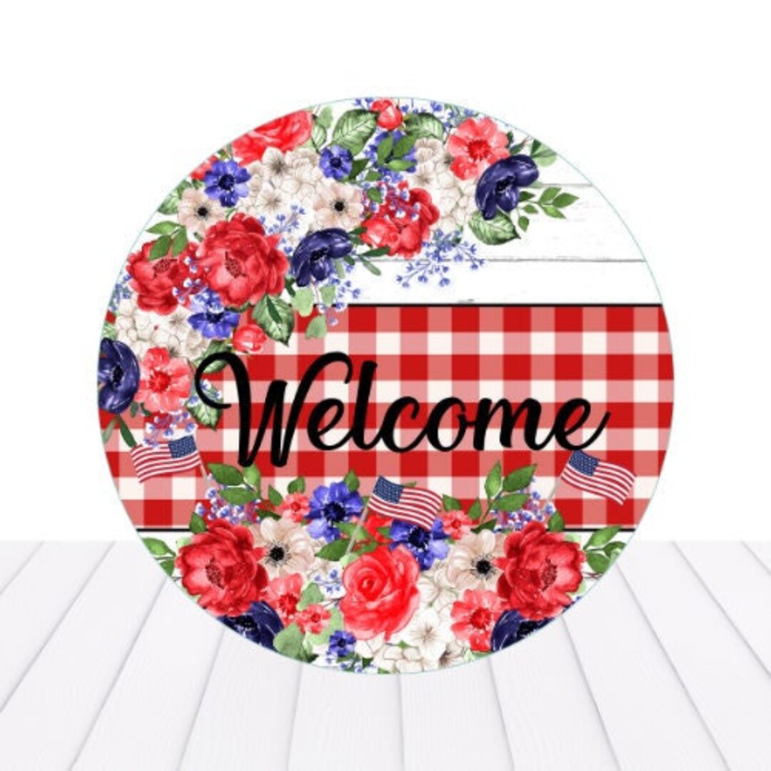 Wreath Sign, Patriotic Sign, Red White and Blue, Independence Day, 4th ...