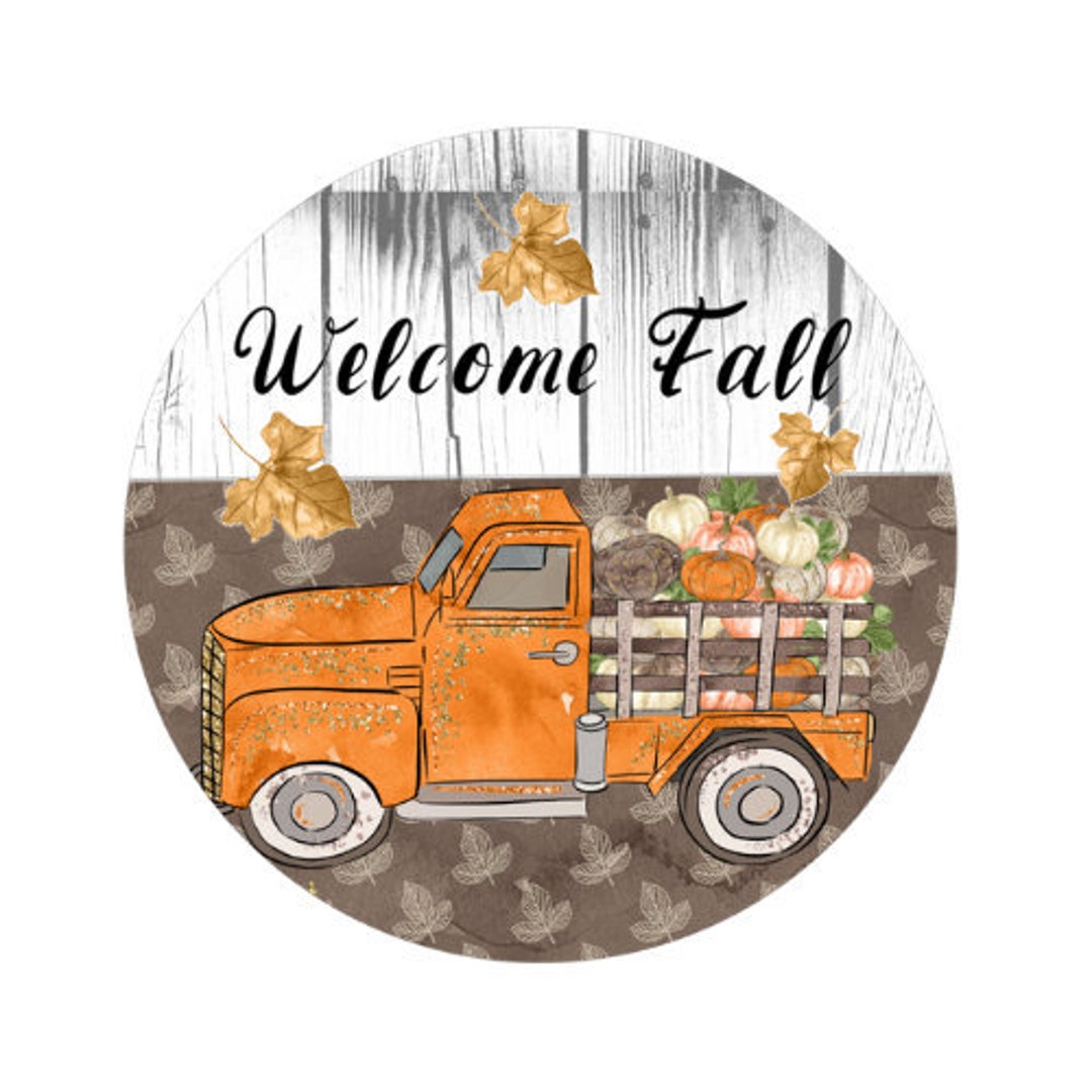 Wreath Sign or Wall Hanging Welcome Fall Fall Decor Orange - Etsy