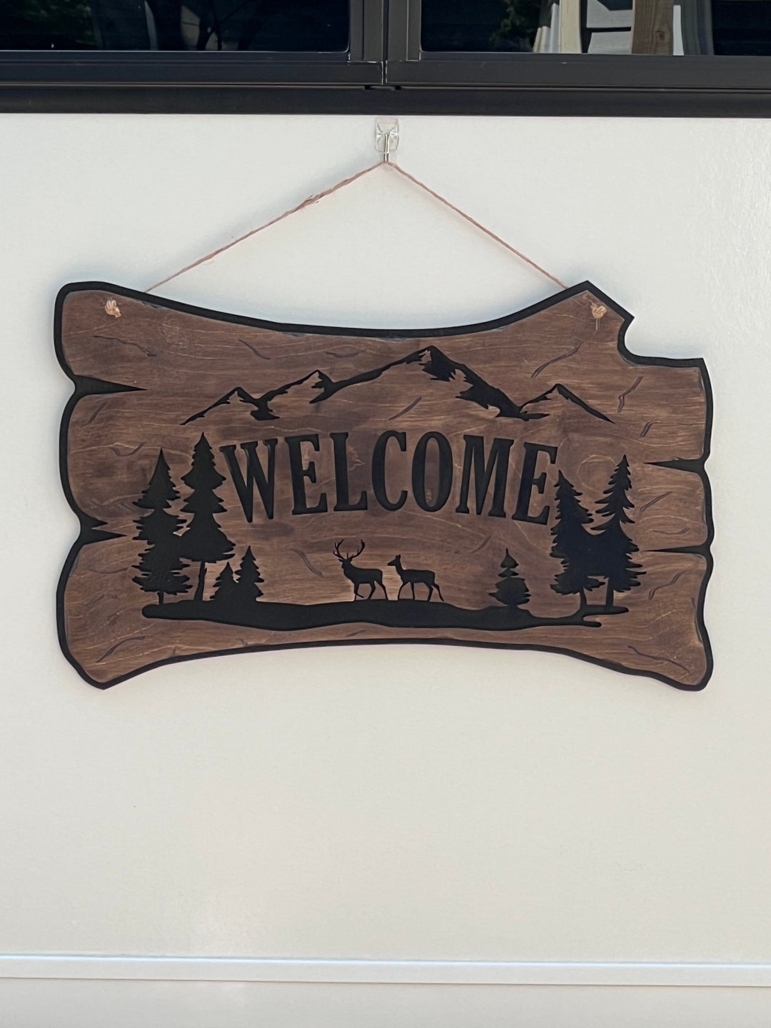 Welcome Rustic Wood Sign for Camping or Front Door Hanger - Etsy