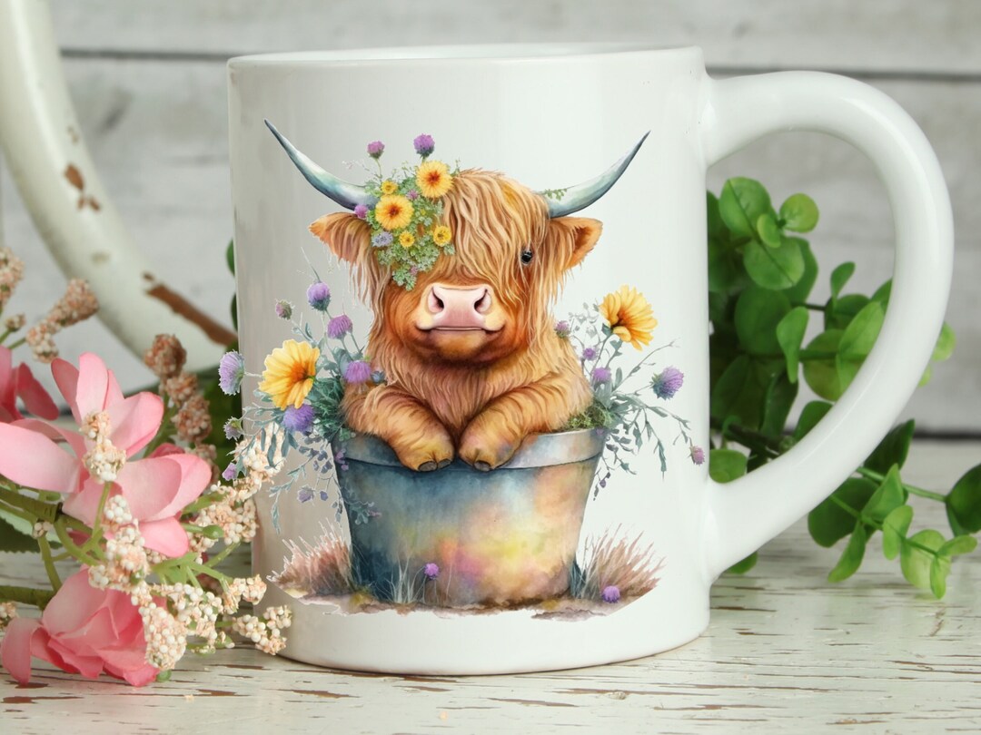 Highland Cow Mug, Coffee Mug, Hot Mug, 15oz. Mug, Highland Cow Kitchen Décor, Gift, Teachers ...