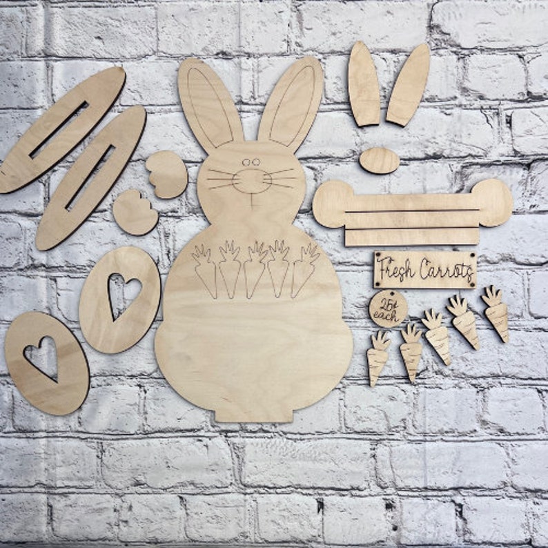DIY Easter Bunny Wood Cut Outs DIY Wood Kits Paint Party - Etsy